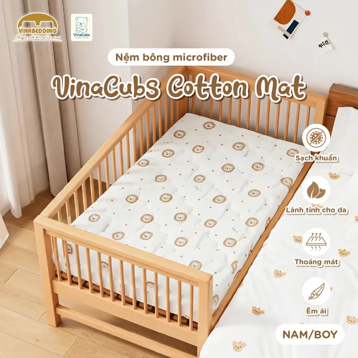 Tấm trải Vinacubs Cotton Baby dịu nhẹ, thoáng mát - Vua Nệm